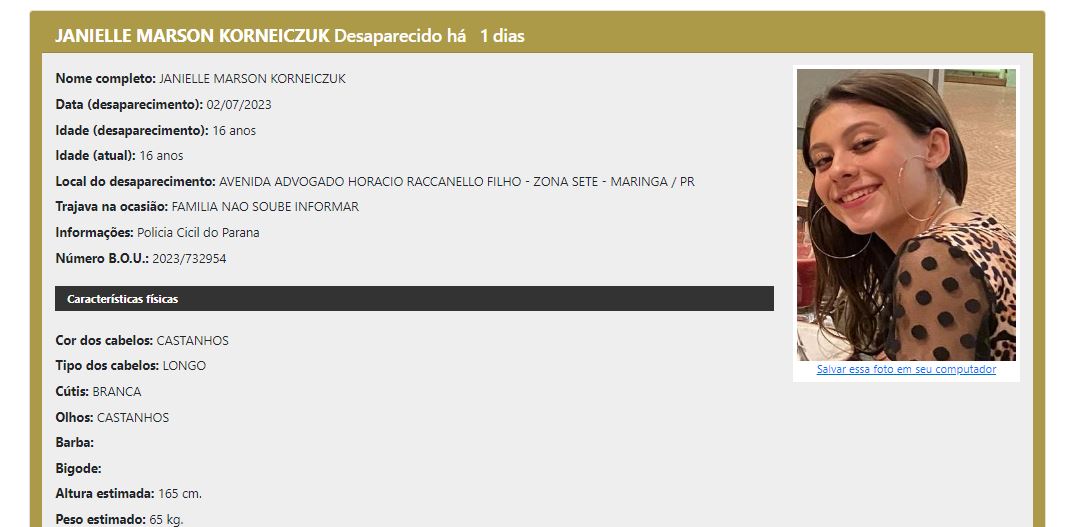 Você pode ajudar a encontrar Janielle, uma das desaparecidas do Brasil ...